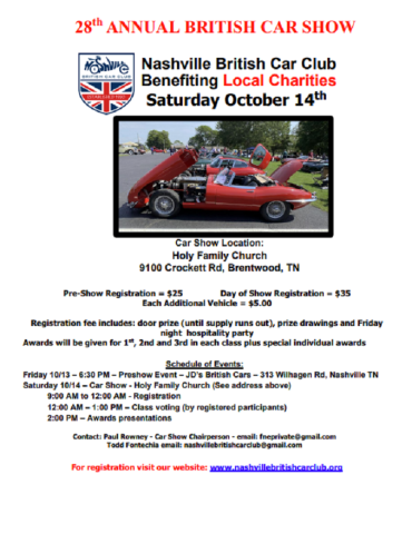 2023 NBCC Car Show – Nashville British Car Club